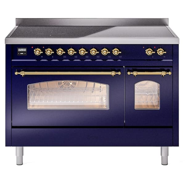 ILVE Nostalgie 48 in. 6 Zone Freestanding Double Oven Induction Range ...