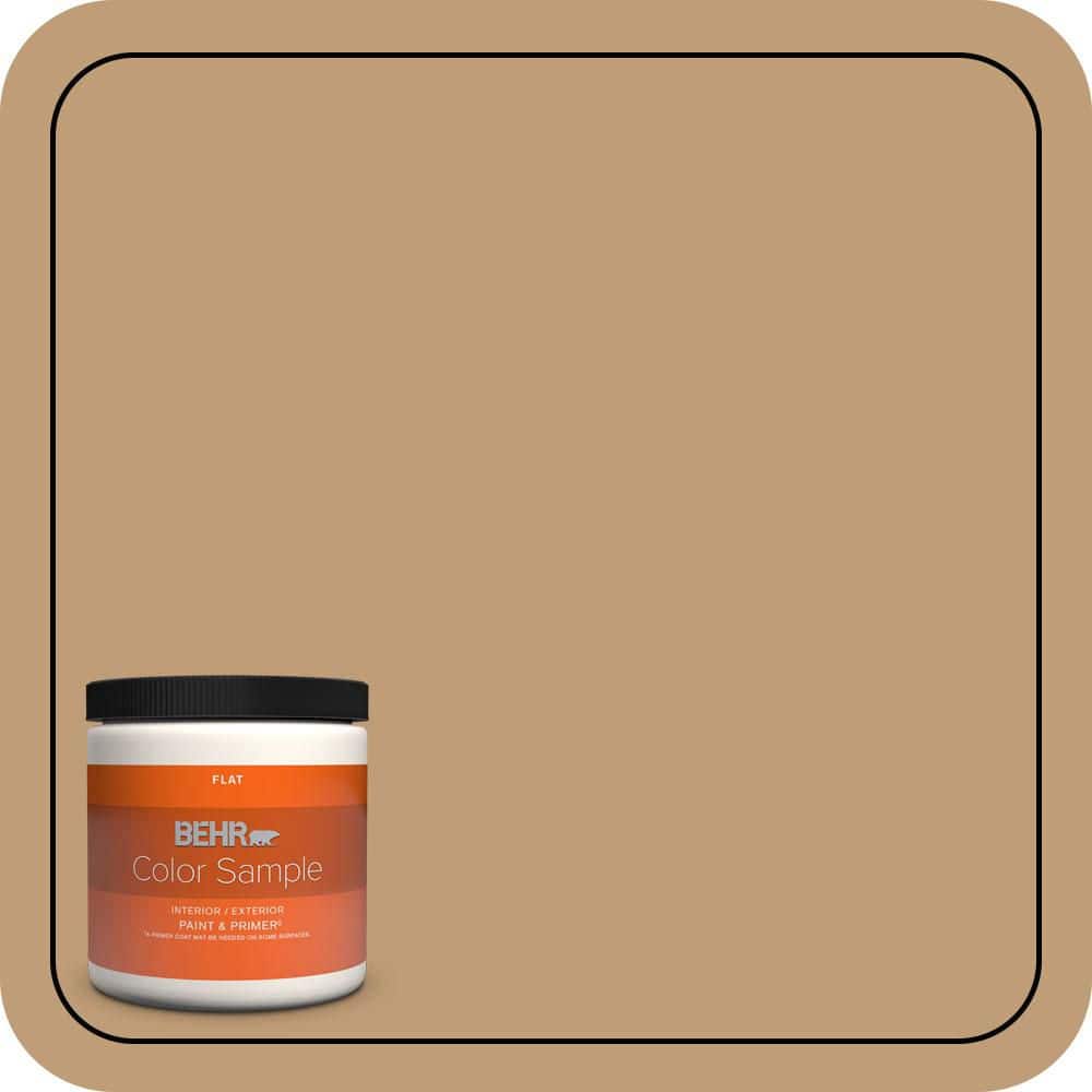 BEHR PREMIUM PLUS 8 oz. #300F-4 Almond Toast Flat Interior/Exterior ...