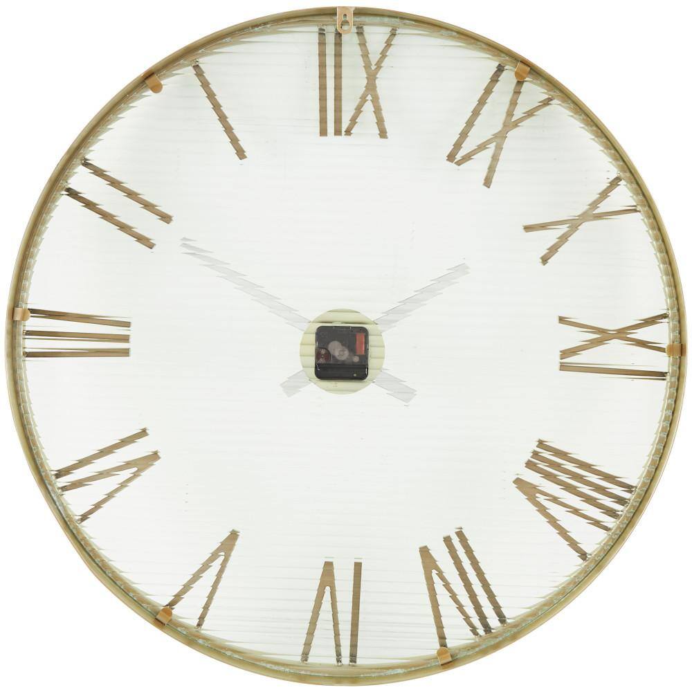 Litton Lane Gold Metal Wall Clock with Textured Glass Backing 044863 ...