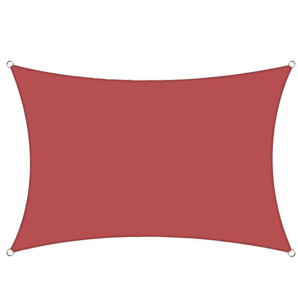workpoint 8 ft. x 16 ft. Red Rectangle Sun Shade Sail For Backyard Deck ...