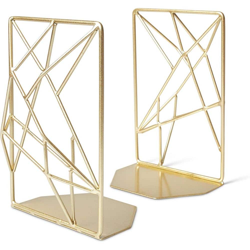 3"D x 4.5"W x 7"H Gold Modern Minimalist Bookends Pair,Unique Gift for ...