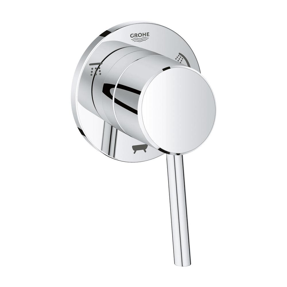 GROHE Concetto 1-Handle 3-Way Diverter Valve Only Trim Kit in StarLight ...
