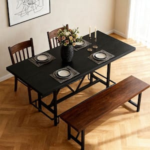 Steve Silver Aubrey Black Wood 60 in. Trestle Base Counter Height ...