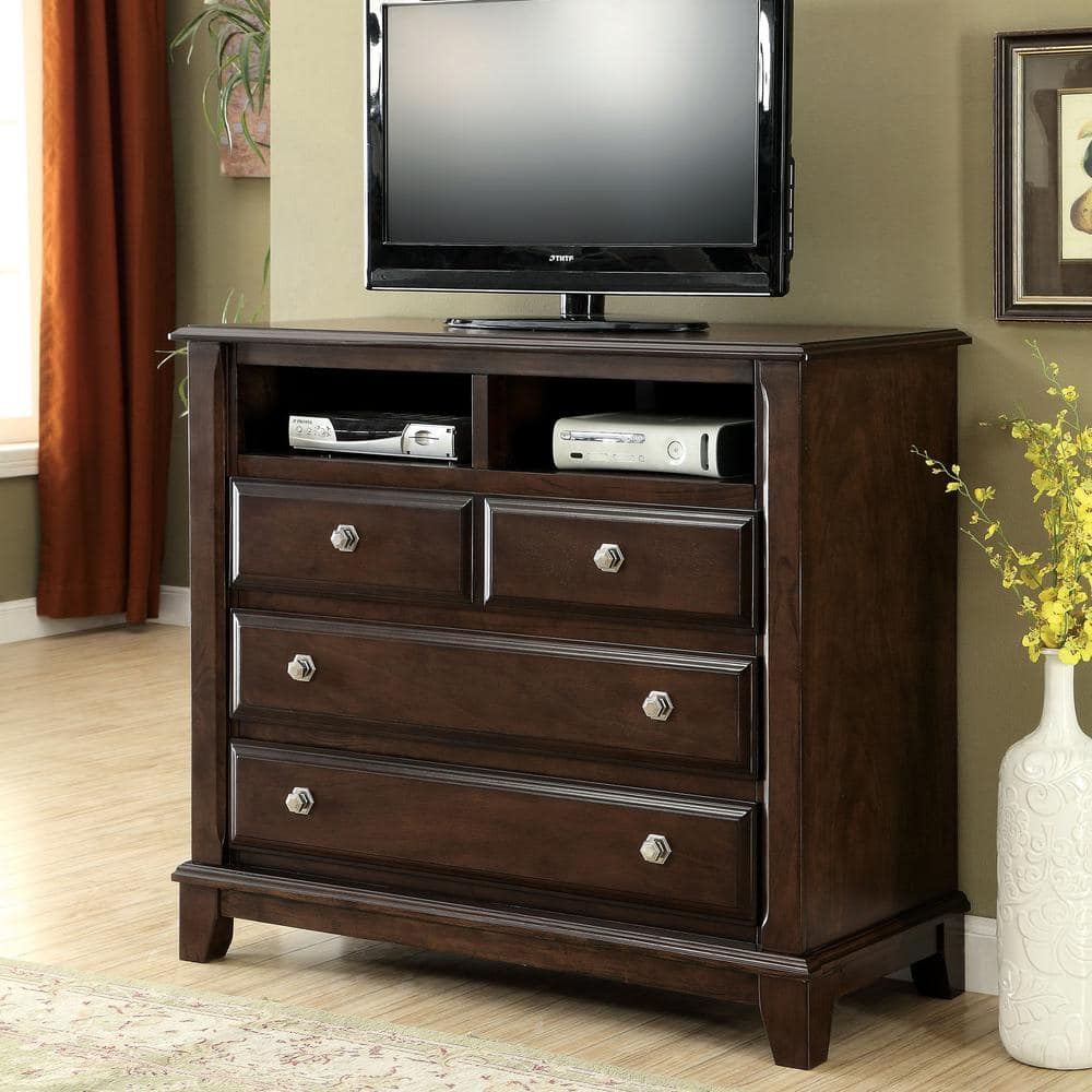 Furniture of America Vermo Brown Cherry Media Chest Fits TVs up to 50 ...