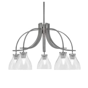 Olympia 15.5 in. 5-Light Graphite Downlight Chandelier 5 in. Clear ...