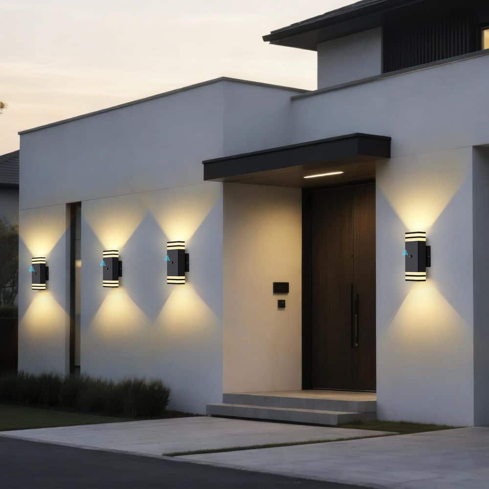 GCGAFUL 9.8 in. Matte Black Rectangular Outdoor Wall Sconce Dusk to ...