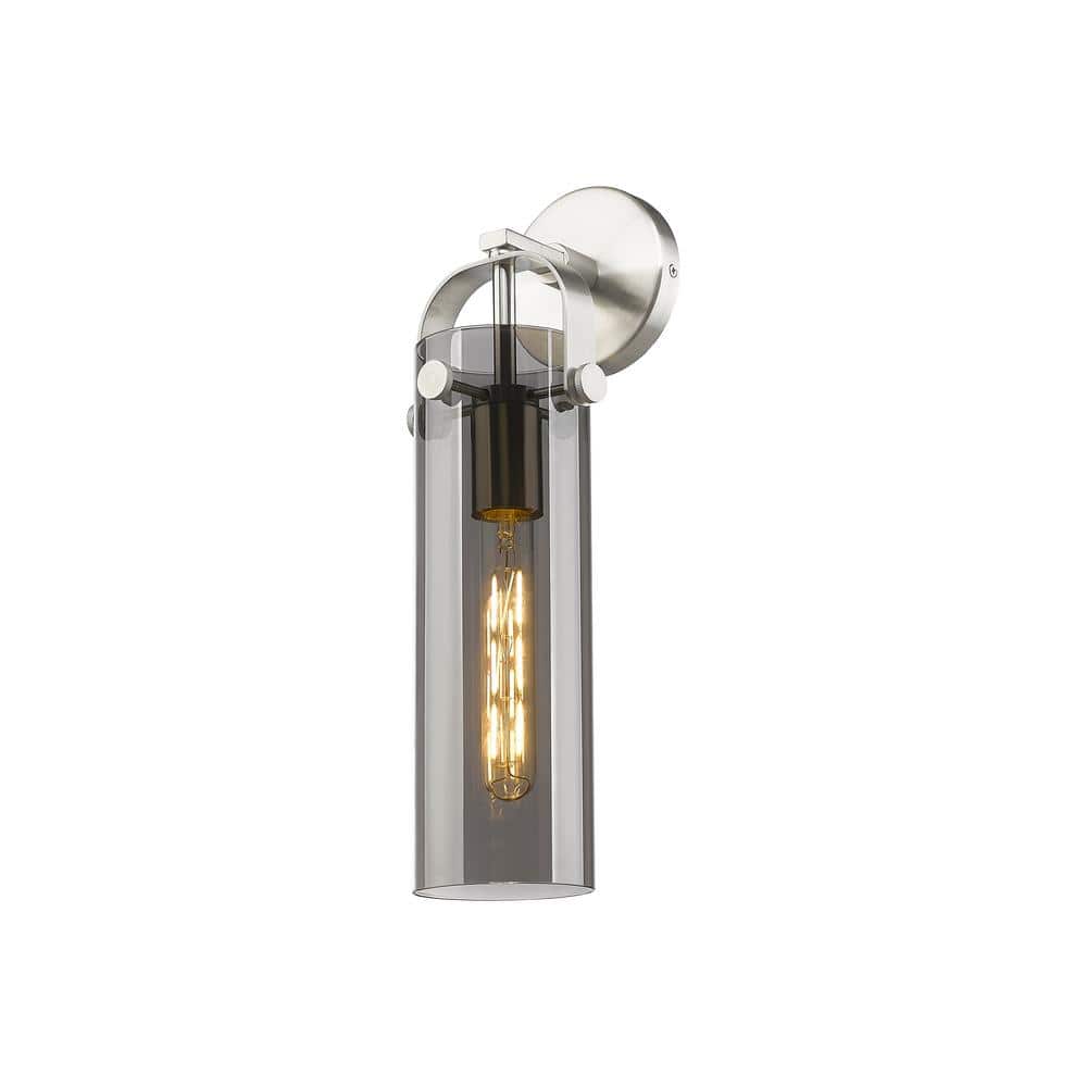 Innovations Pilaster 1-Light Satin Nickel Wall Sconce with Glass Shade ...