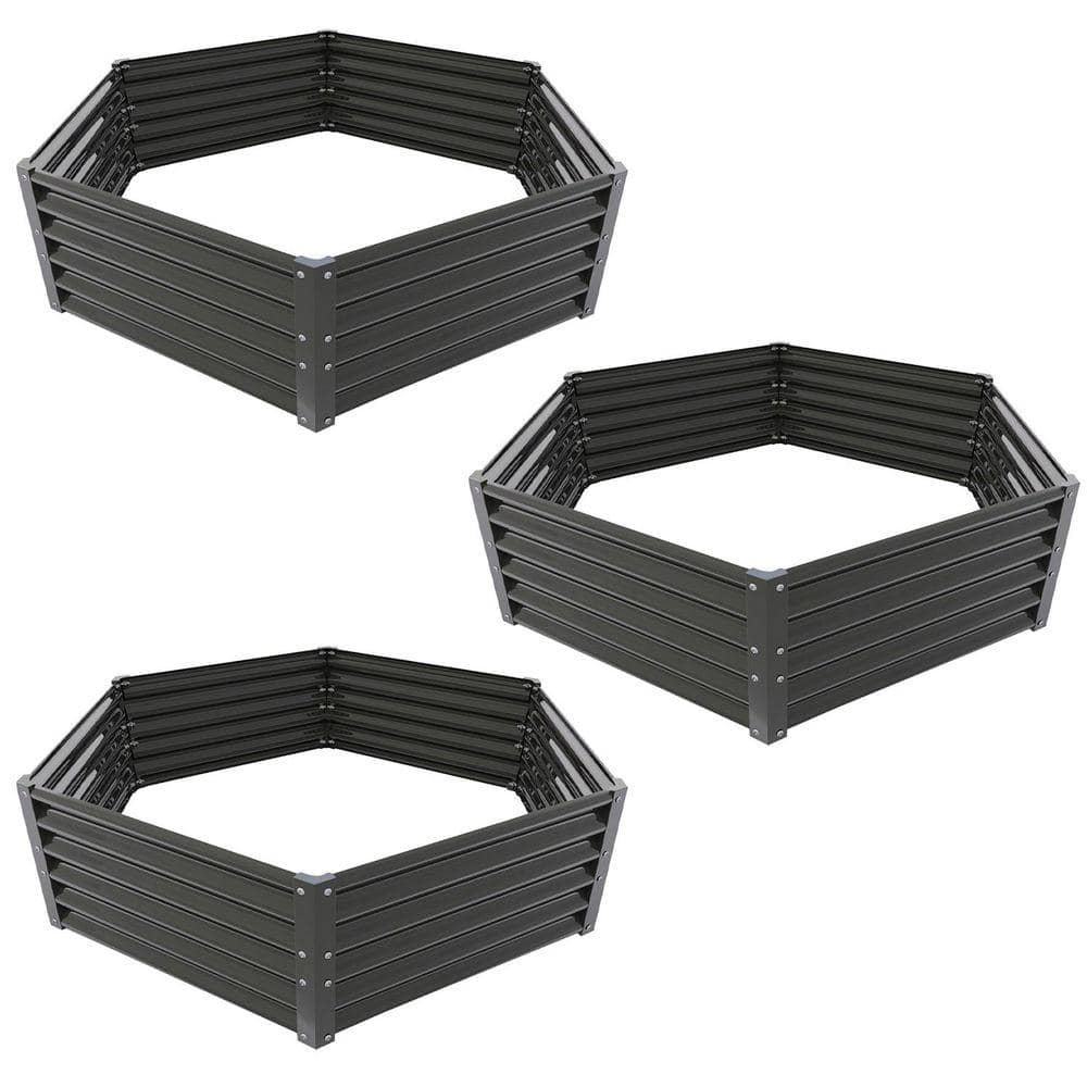 BOPOREA MEGO LLC 3 Pcs Hexagon Galvanized Steel Planter Raised Garden ...
