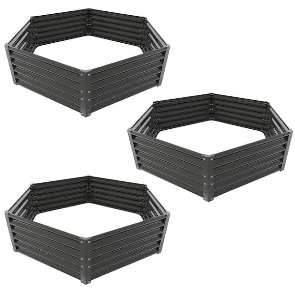 BOPOREA MEGO LLC 3 Pcs Hexagon Galvanized Steel Planter Raised Garden ...