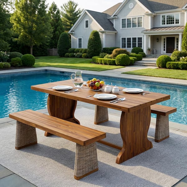 CHRISTOPHER KNIGHT HOME Xavier 3-Piece Rectangle Brown Solid Wood Top ...