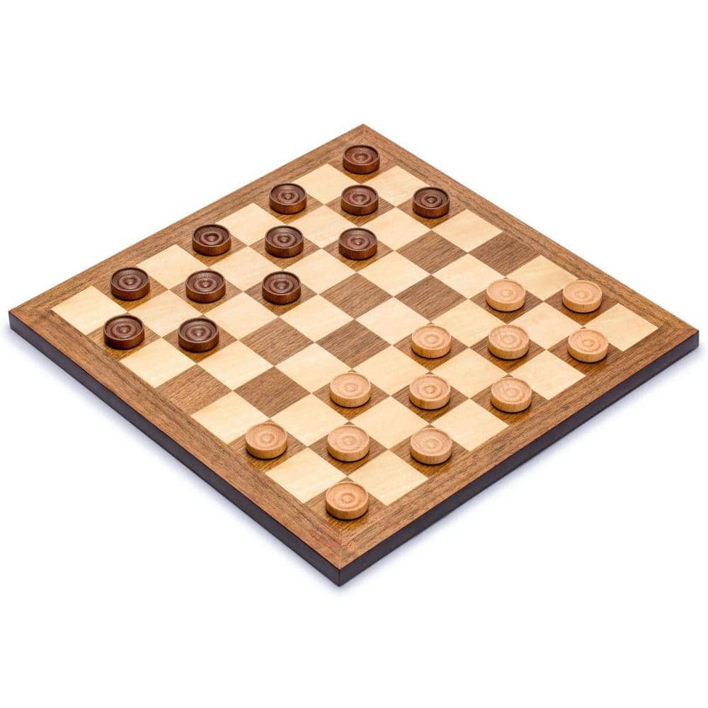 Angel Sar Reversible Checkers and Draughts Wooden Game Set with 10x10 ...
