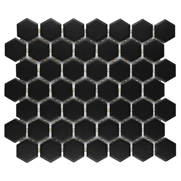 Daltile Restore Matte Black 12 in. x 10 Glazed Ceramic Hexagon Mosaic ...