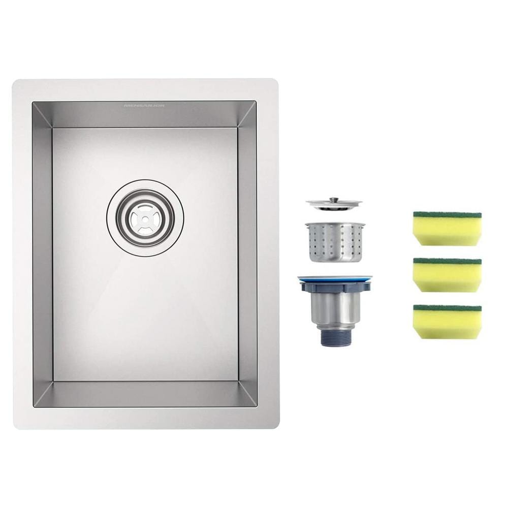 Amucolo 14 in. Undermount Single Bowl 16 Gauge Stainless Steel Kitchen ...