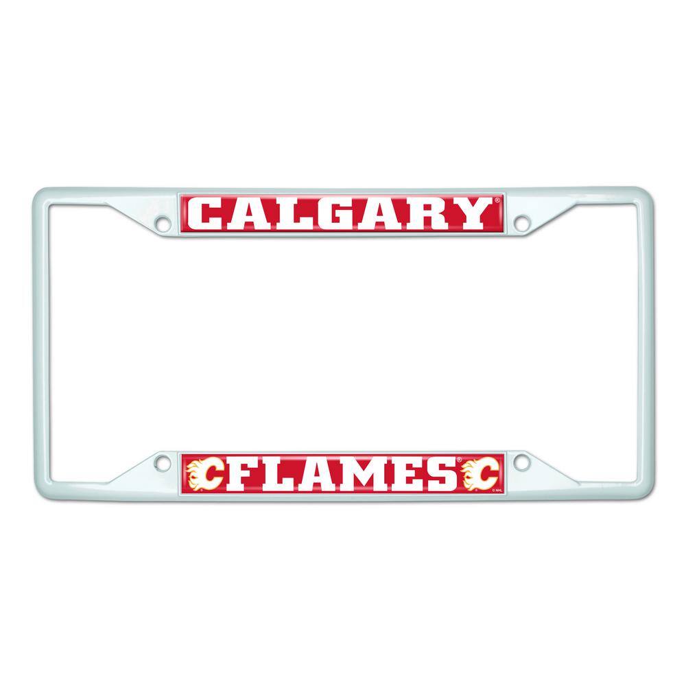 FANMATS Universal Fit NHL - Calgary Flames License Plate Frame - White ...