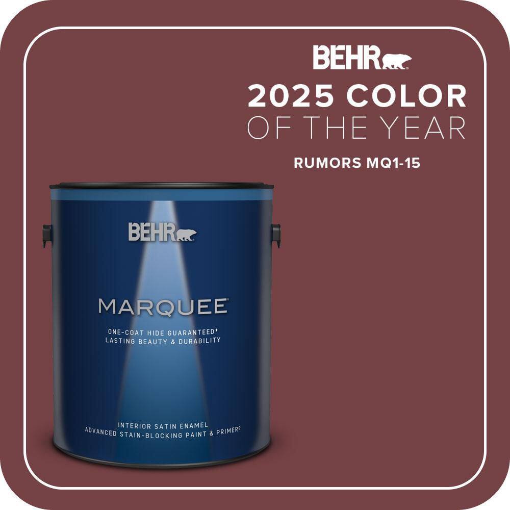 BEHR MARQUEE 1 gal. #MQ1-15 Rumors One-Coat Hide Satin Enamel Interior ...
