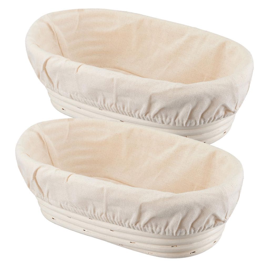 Wudkey Natural Rattan Bread Proofing Basket Set with Liners, Oval ...