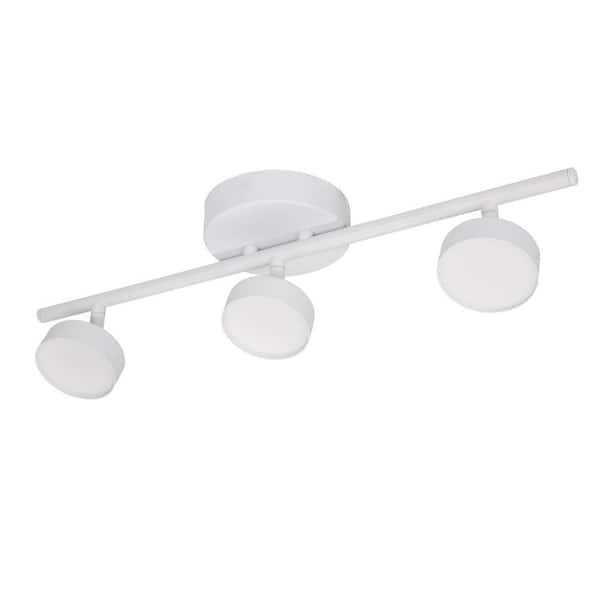 ETI LIGHTING 20 in. White 3-Light Track Light Adjustable Lamp Heads LED ...