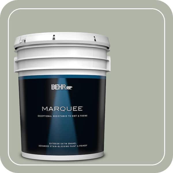 BEHR MARQUEE 5 gal. #ICC-56 Green Tea Satin Enamel Exterior Paint ...