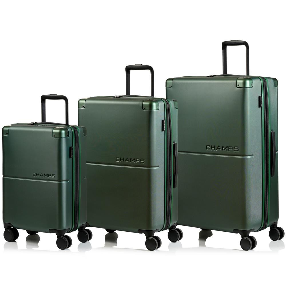 CHAMPS Earth 3-Piece Green Hardside Polycarbonate Luggage Set S1034 ...