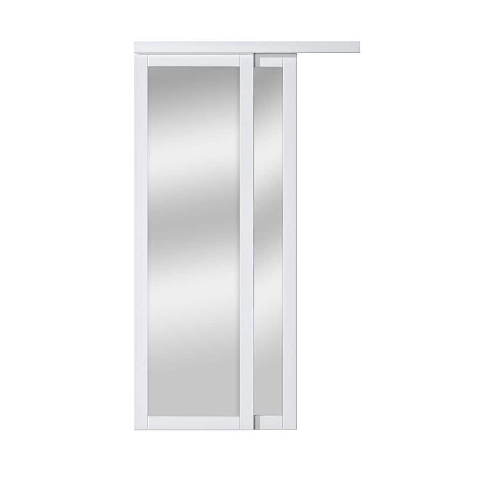 ARK DESIGN 48 in. x 96 in. Solid Core 1-Lite Mirror White Primed MDF ...
