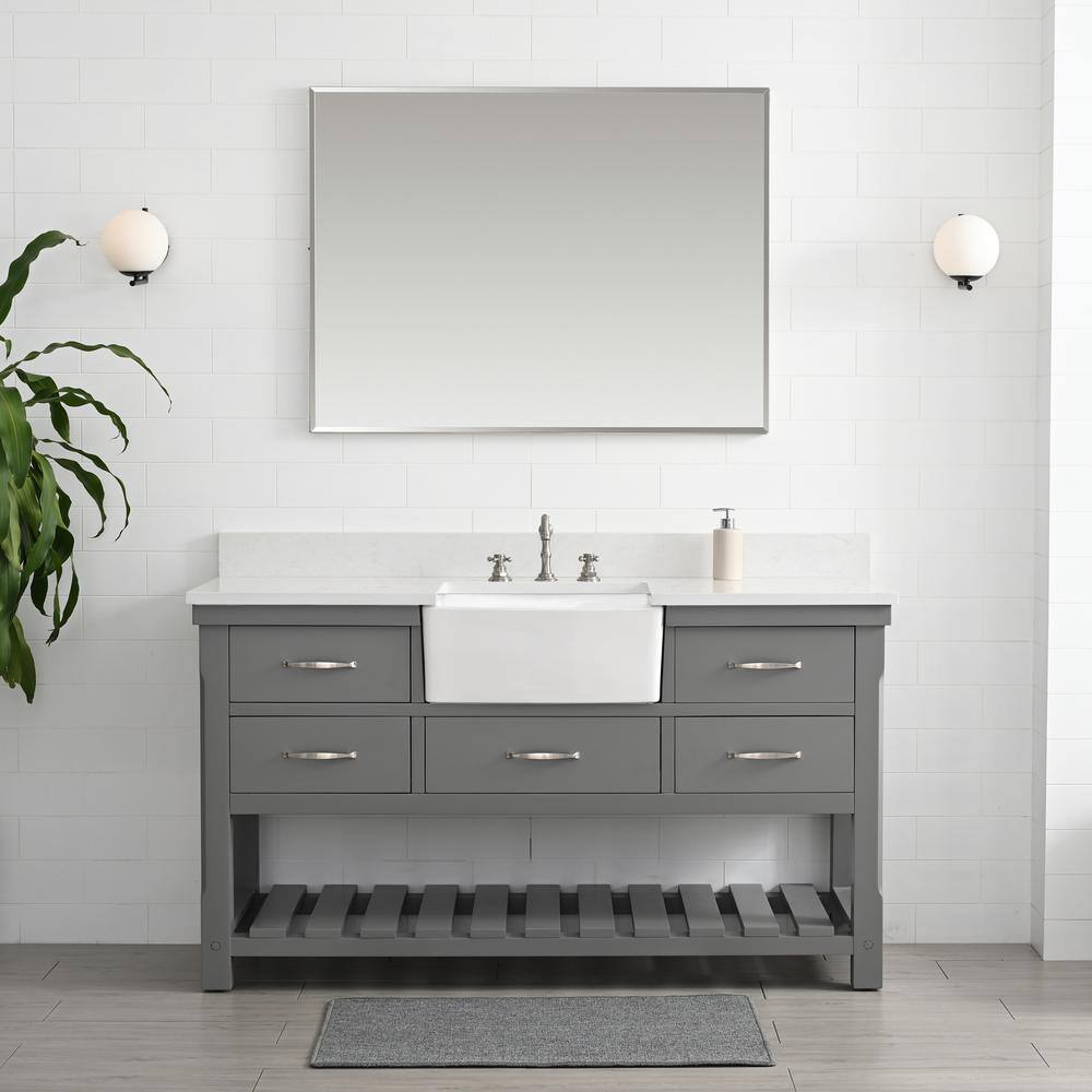 SUDIO Wesley 60 in. W x 22 in. D Bath Vanity in Gray with Engineered ...
