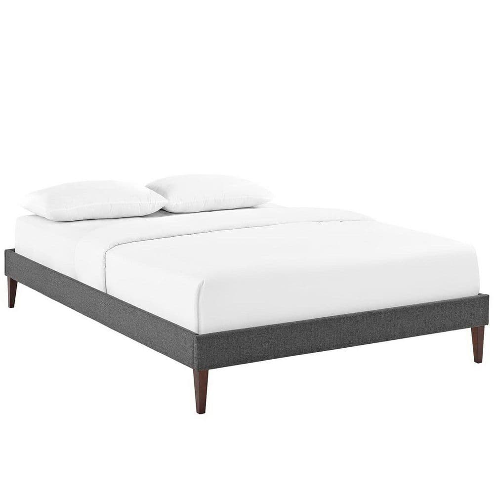 MODWAY Sharon Gray Fabric Wood Frame Upholstered Full Size Platform Bed ...