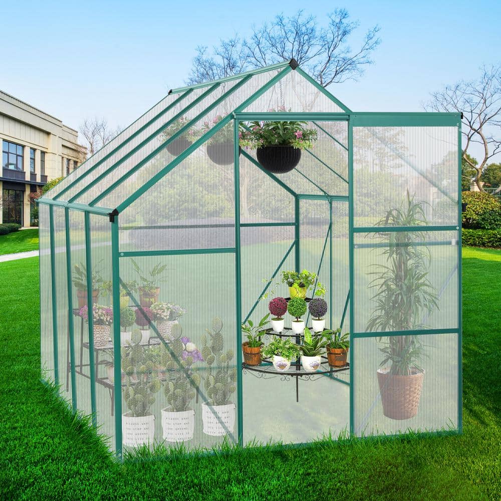 ToolCat 6 ft. x 8 ft. Outdoor Patio DIY Greenhouse in Green MGG49-4-GGH ...