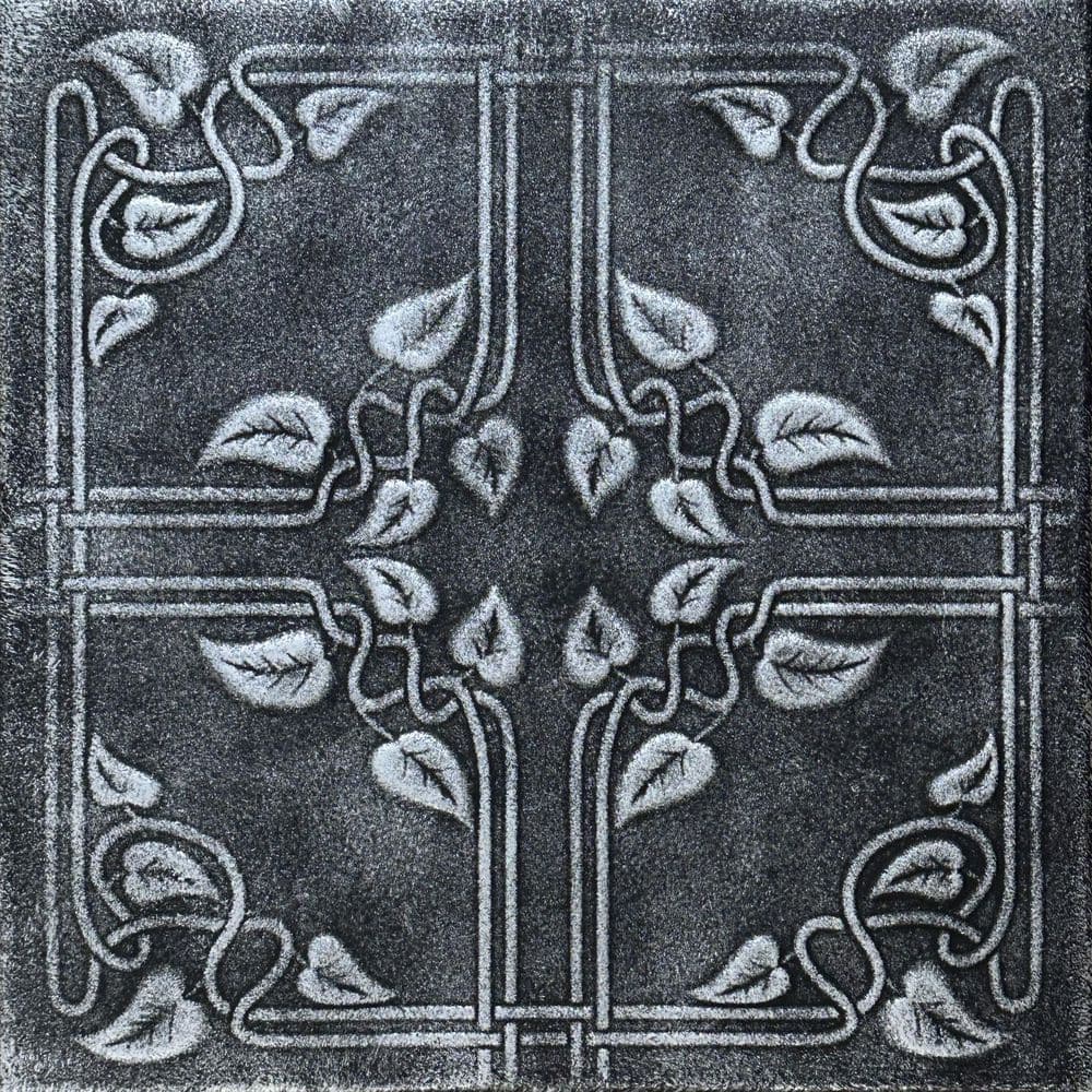 A La Maison Ceilings Ivy Leaves Black Silver 1.6 ft. x 1.6 ft ...