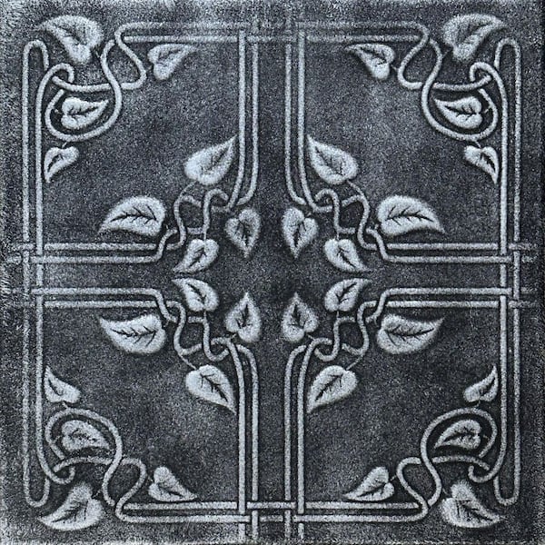 A La Maison Ceilings Ivy Leaves Black Silver 1.6 ft. x 1.6 ft ...