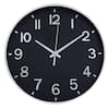 12 in. Modern Quartz Wall Clock-Black HPAVZNS1 - The Home Depot