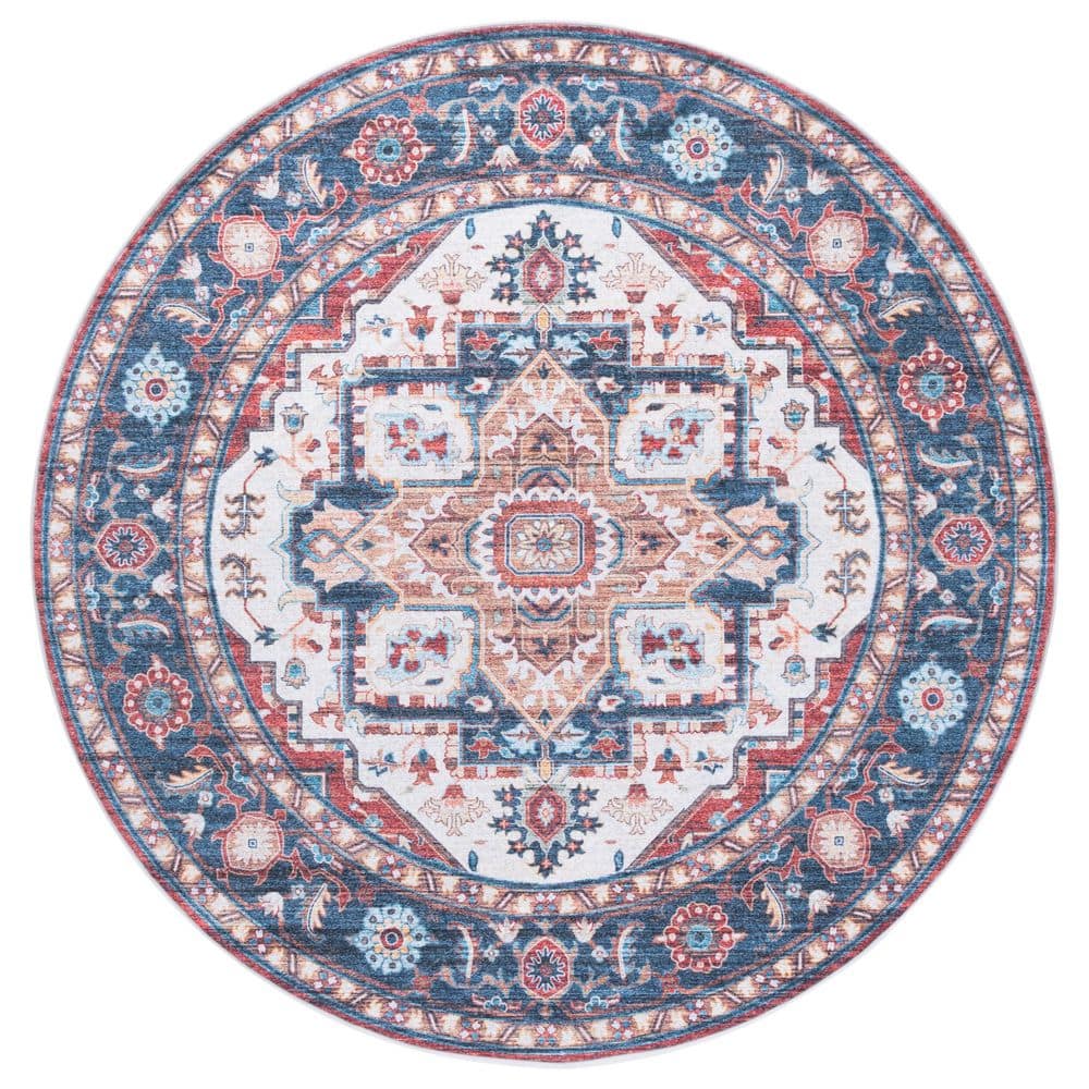 SAFAVIEH Martha Stewart Washable Rust/Blue 6 ft. x 6 ft. Machine ...