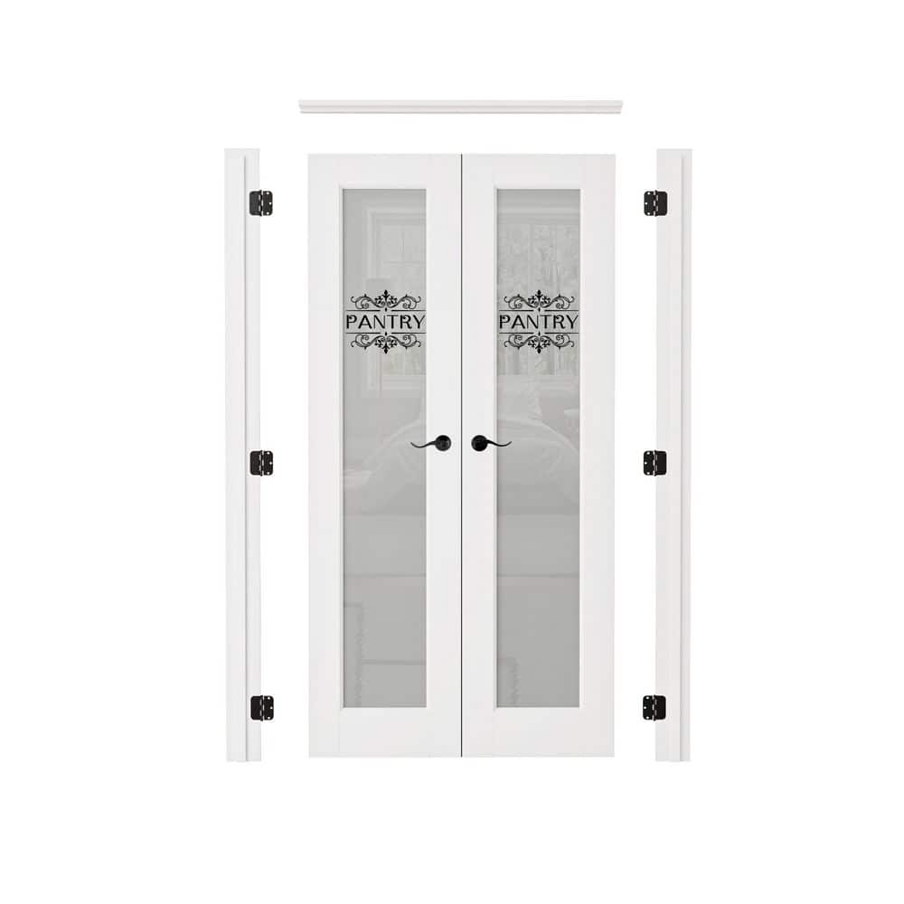 ARK DESIGN 36 in. x 80 in. 1-Lite Frosted Glass Universal White Solid ...