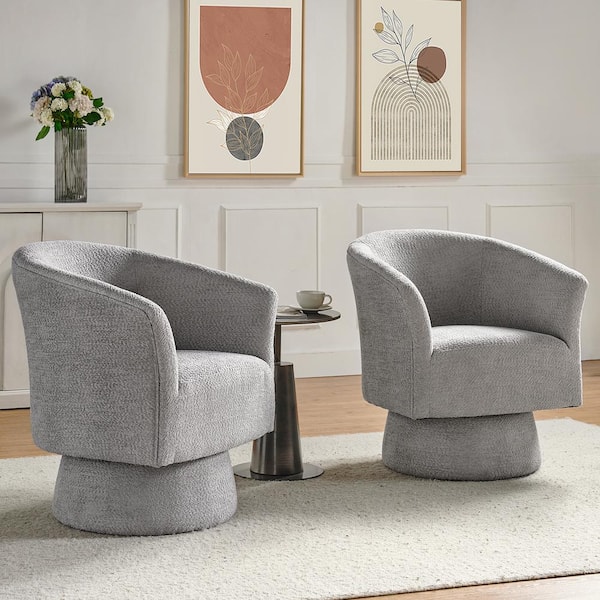 Jayden Creation Eduard Lucy Grey Modern Swivel Barrel Chair Set Of 2