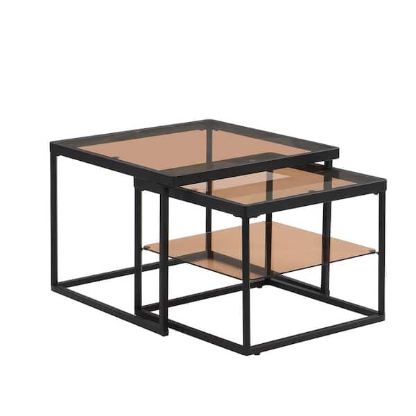TIRAMISUBEST TD Garden Outdoor Modern Metal Nested Coffee Table Black ...