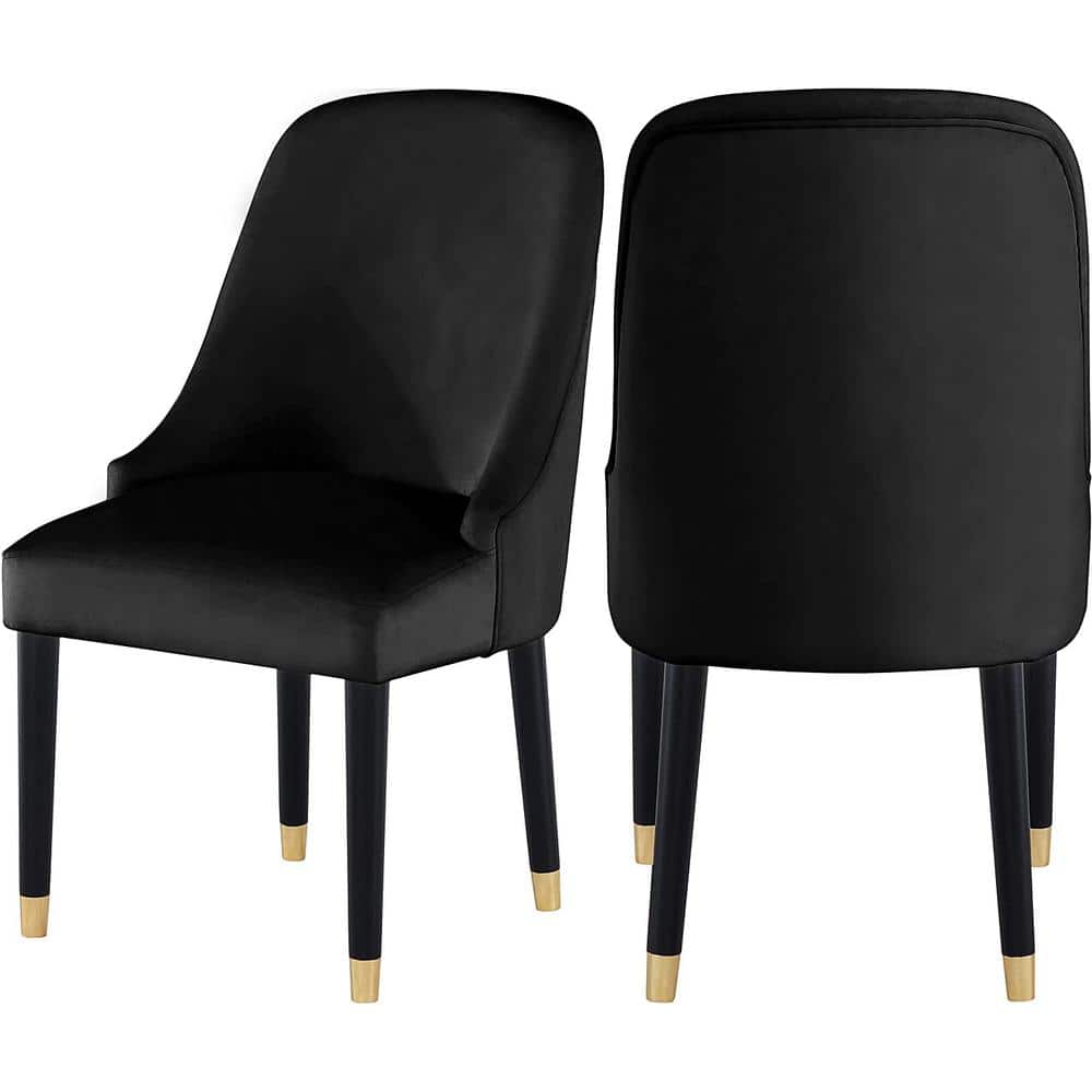 Best Master Furniture Serenity Velvet Black Side Chairs (Set of 2 ...