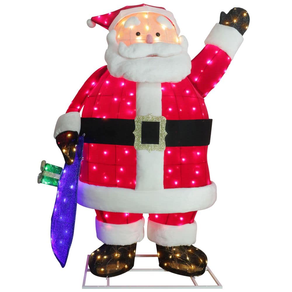 Puleo International 6 ft. Santa with Gift Box Christmas Decor with 270 ...