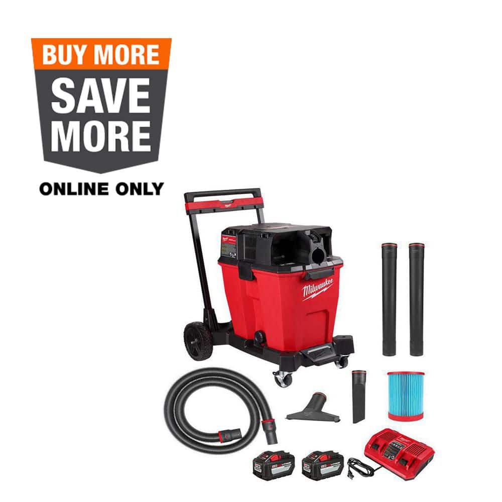Milwaukee M18 FUEL 12 Gallon Cordless DUAL-BATTERY Wet/Dry Shop Vac Kit ...