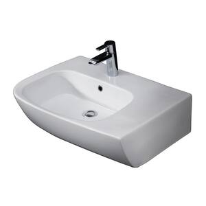 Barclay Products Elena 450 Wall-Hung Sink in White with 4 in. Centerset Faucet Holes 4-1014WH