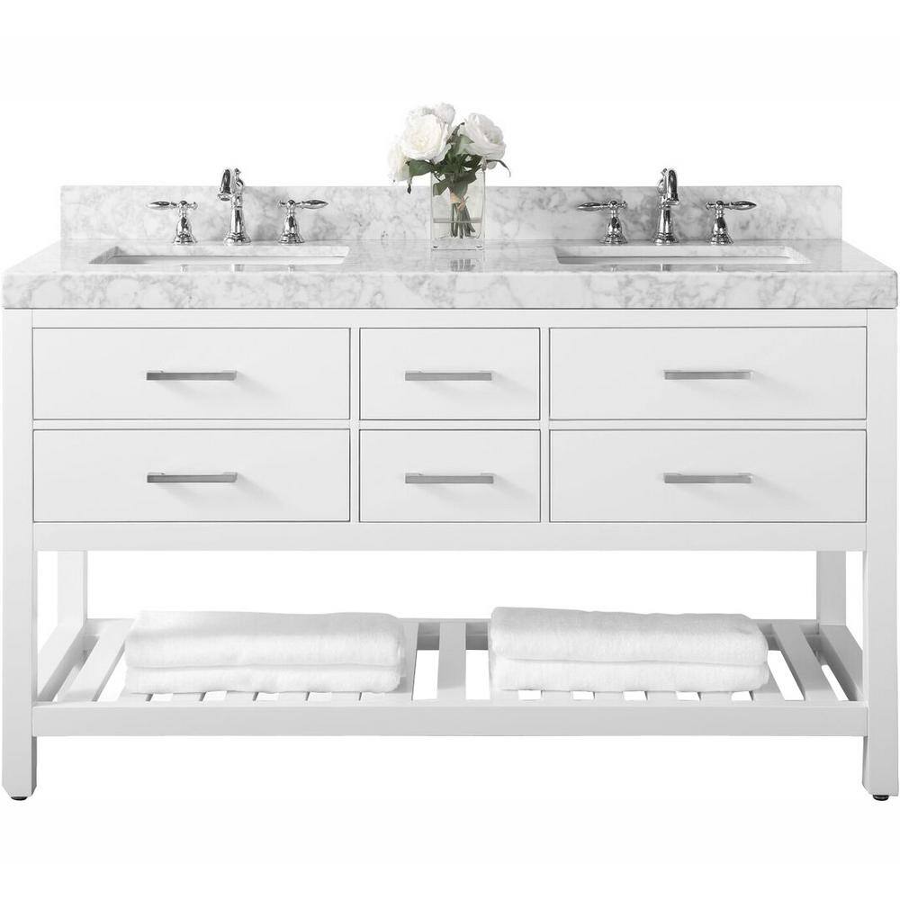 Ancerre Designs Elizabeth 60 in. W x 22 in. D Vanity in White with ...
