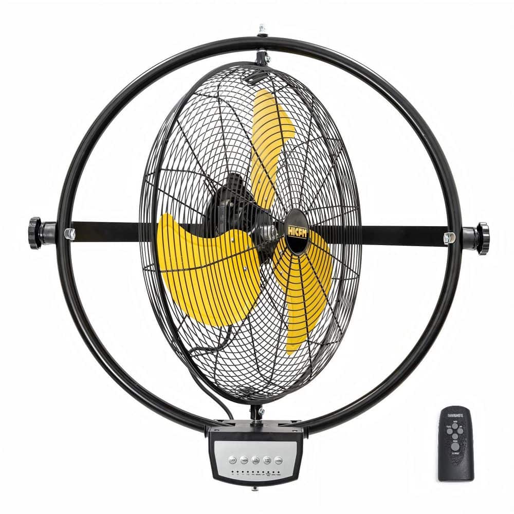 Atemomen 20 in. Black Remote Control Wall Mount Fan - 3 Speeds, Timer ...