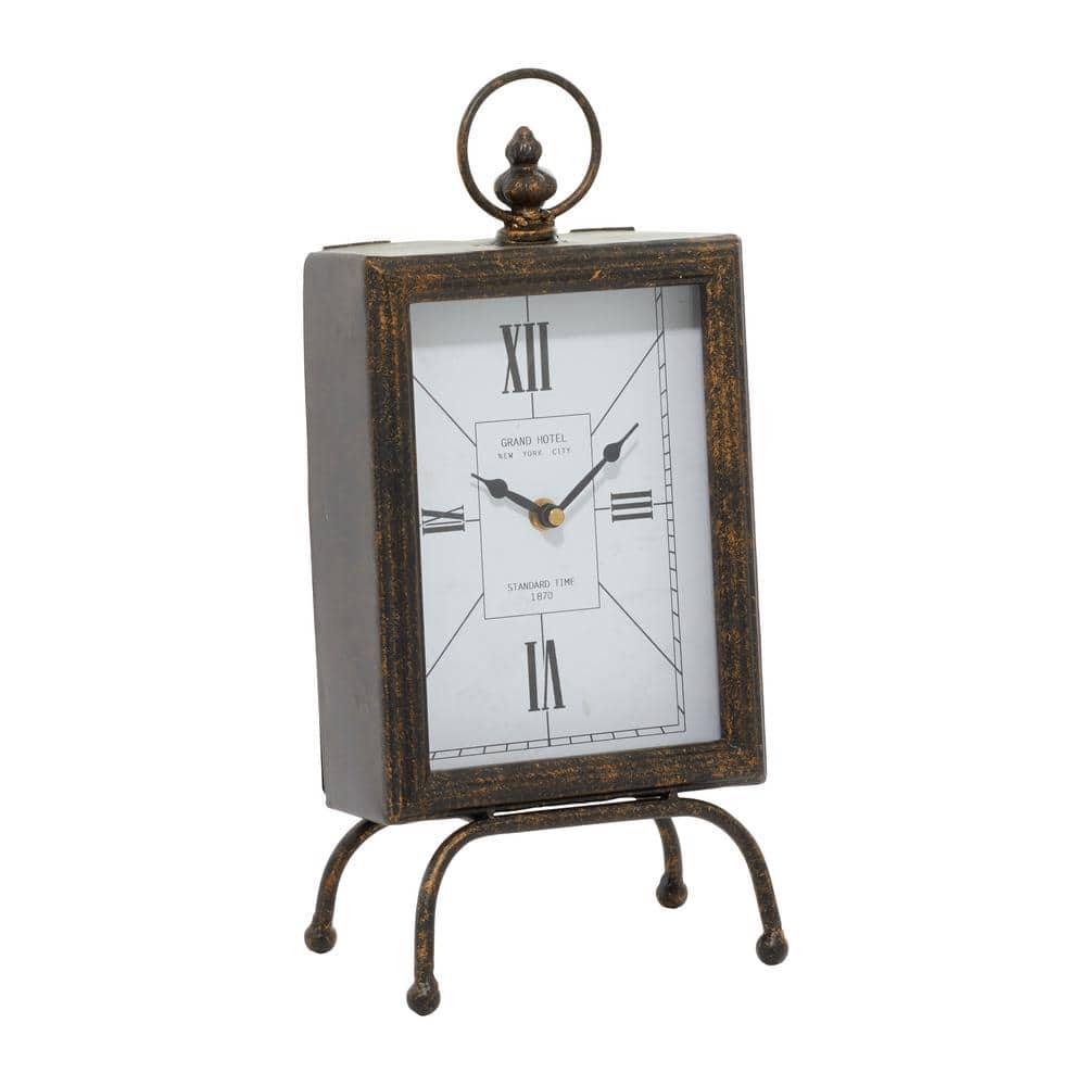 Litton Lane 8 in. x 14 in. Brass Metal Standing Stopwatch Analog Clock ...