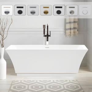 Vanity Art 67 in. Acrylic Flatbottom Freestanding Bathtub in White ...