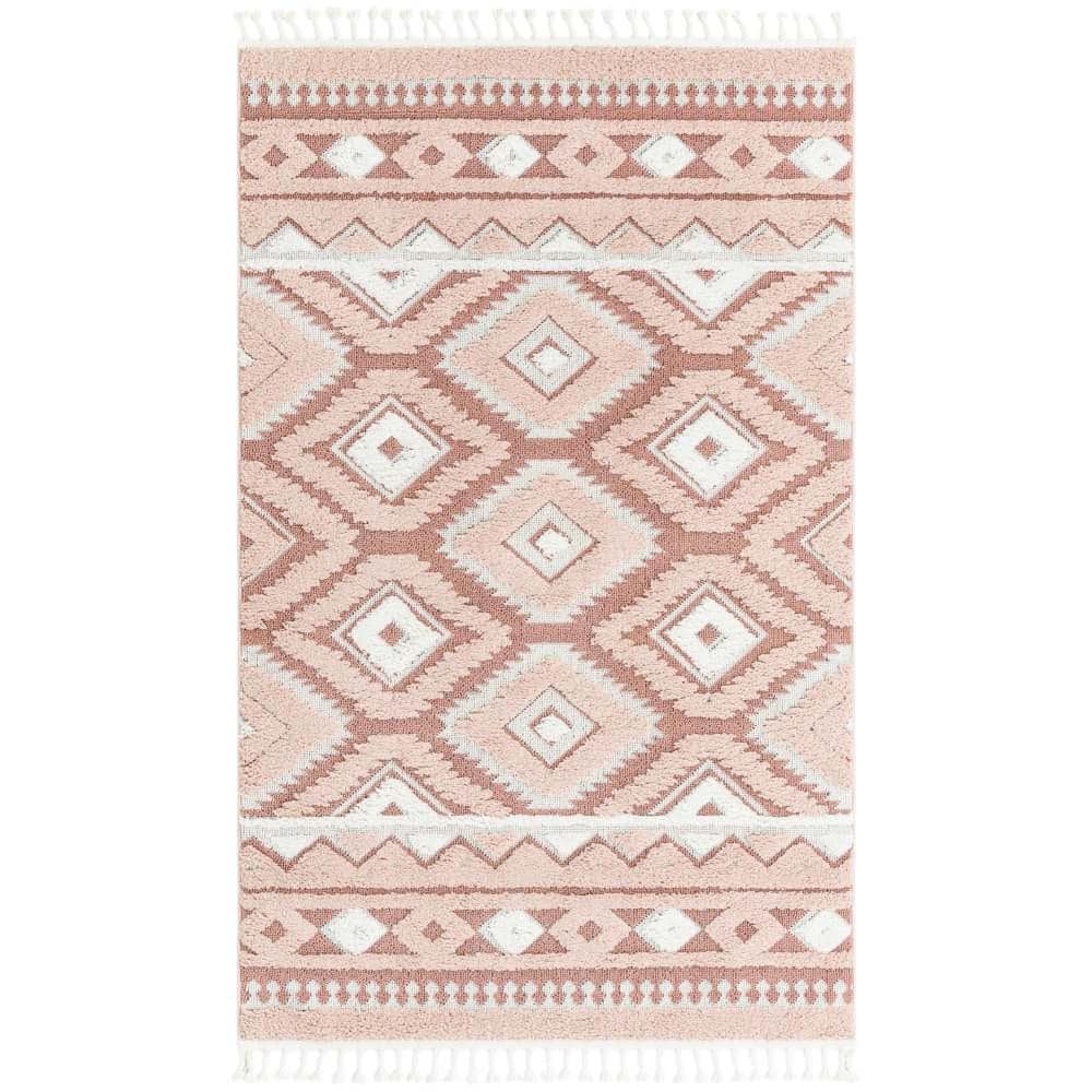 Unique Loom Boho Gigi Pink 5 ft. 3 in. x 8 ft. Area Rug 3188705 - The ...
