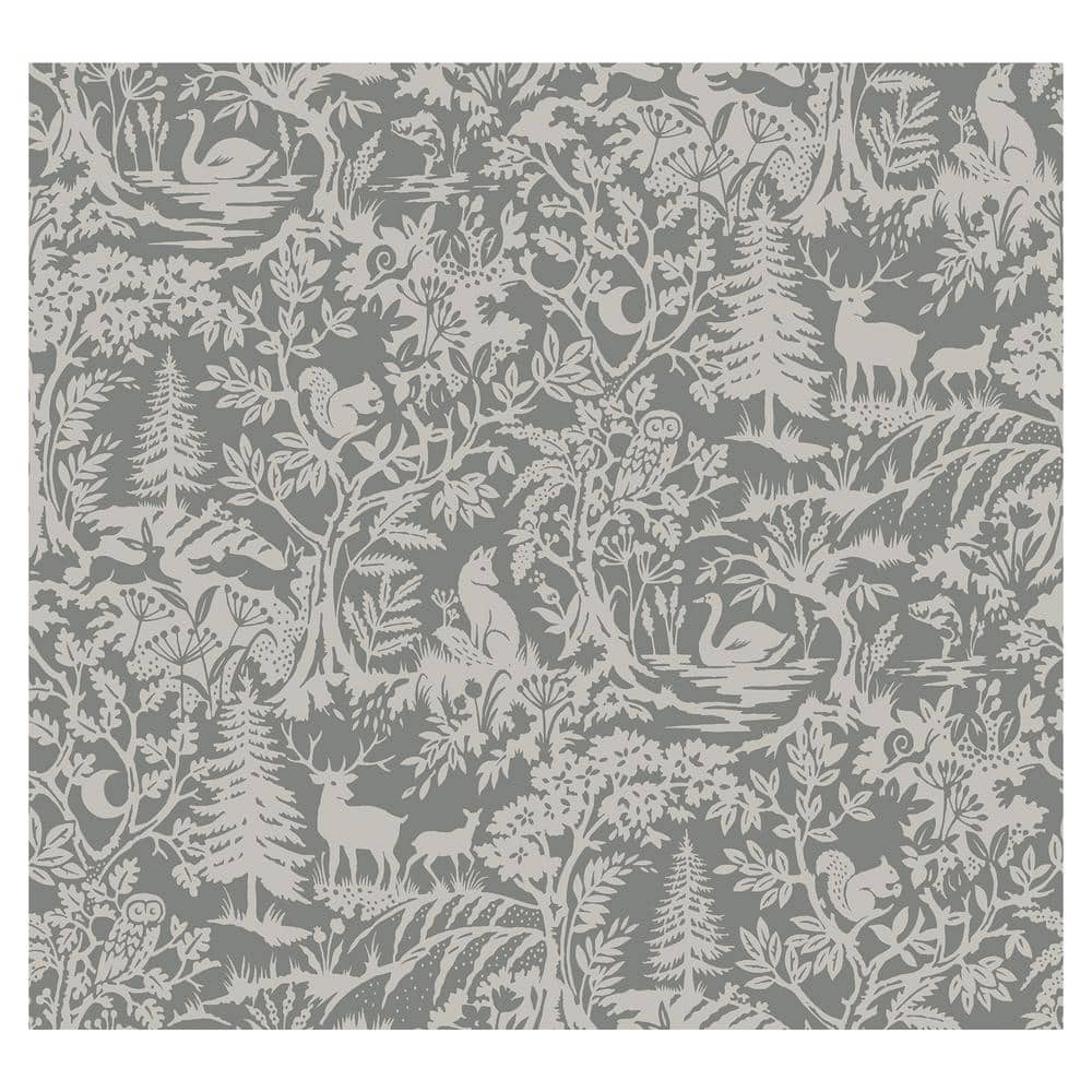 Chesapeake Alrick Forest Venture Grey Pre-Pasted Non-Woven Wallpaper ...
