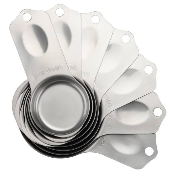 Adrinfly High Quality 7-Piece Stainless Steel Silver Measuring Cup Set ...