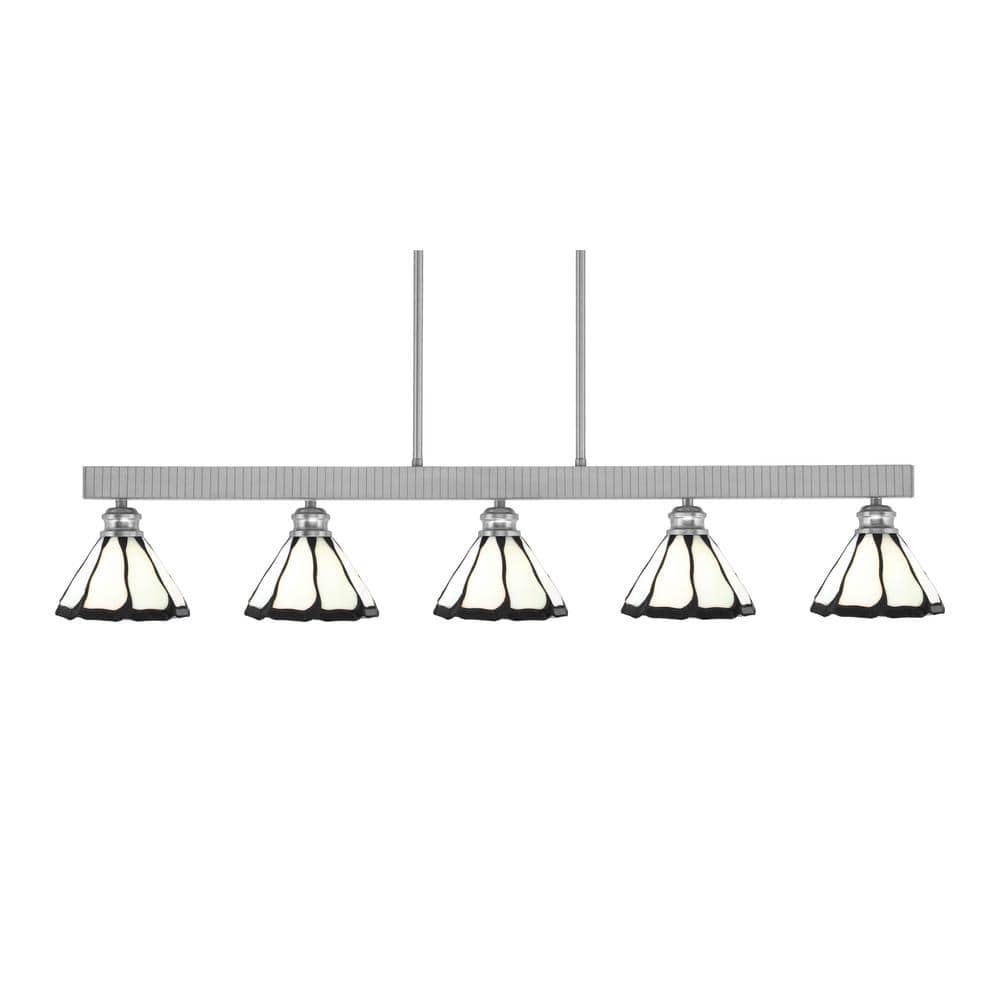 Albany 60-Watt 5-Light Brushed Nickel Linear Pendant Light with Pearl ...