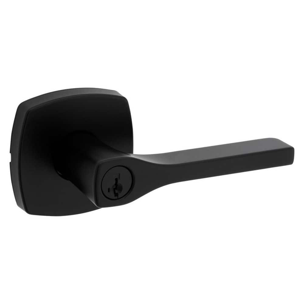 Kwikset Tripoli Matte Black Keyed Entry Door Handle with Soft Modern ...