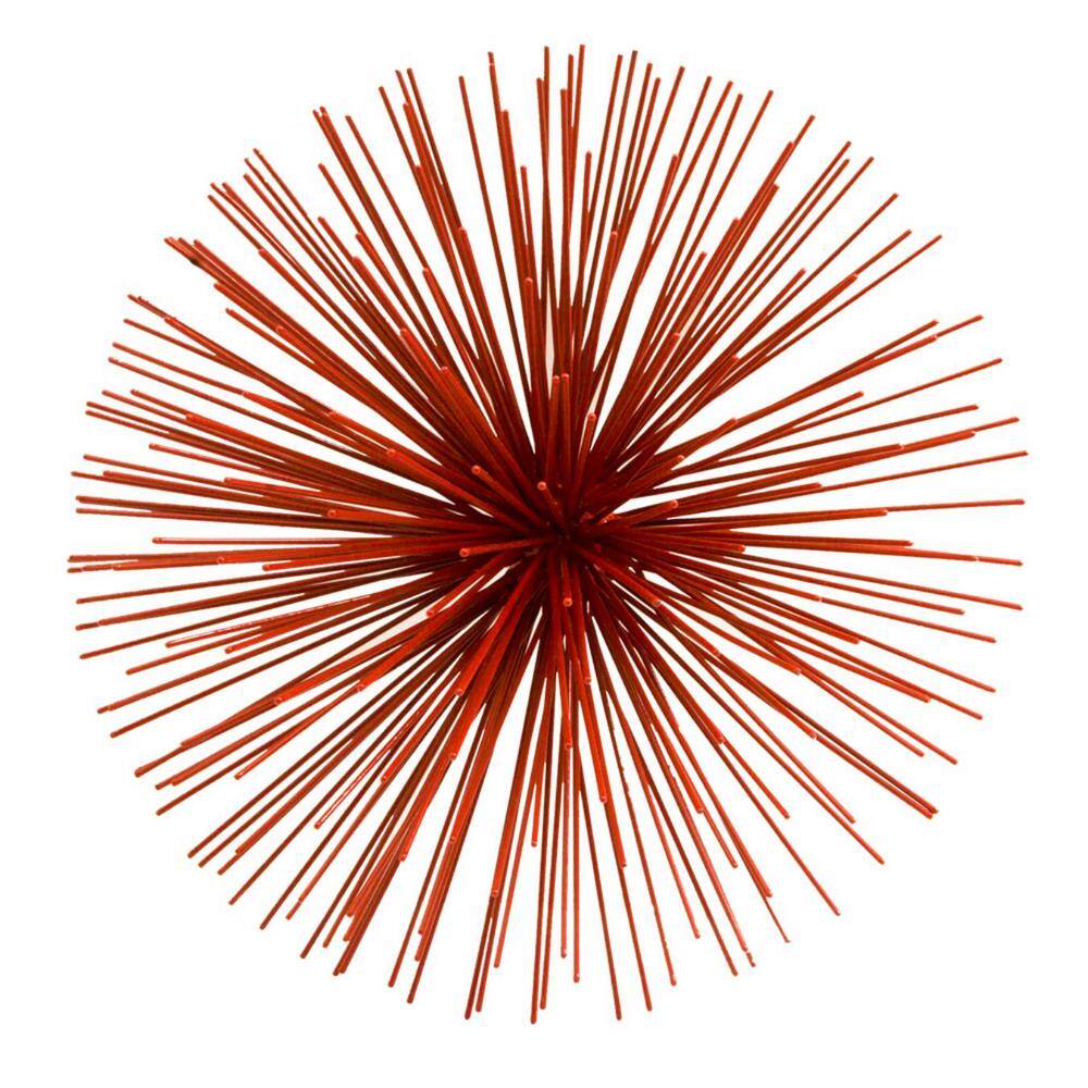 HomeRoots Metal Red Decorative Urchin Spiky Sphere Tabletop Sculpture ...
