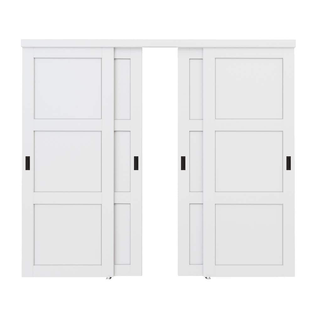 ARK DESIGN 96 in. x 96 in. Paneled 3-Lite Blank Pattern White Primed ...