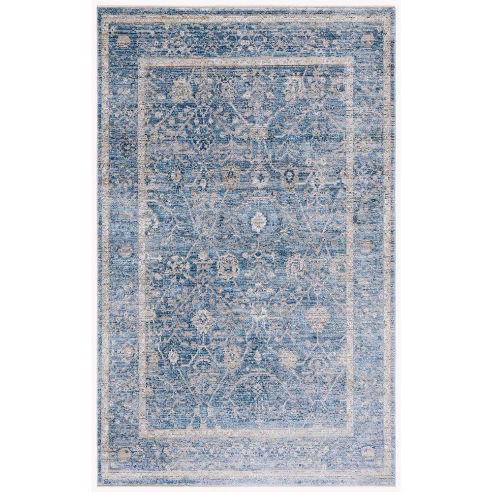 SAFAVIEH Dream 5 ft. x 8 ft. Gray/Turquoise Border Distressed Ornate ...